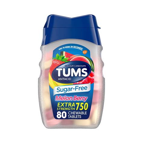 Tums Extra Strength Heartburn Relief Chewable Antacid Tablets Melon