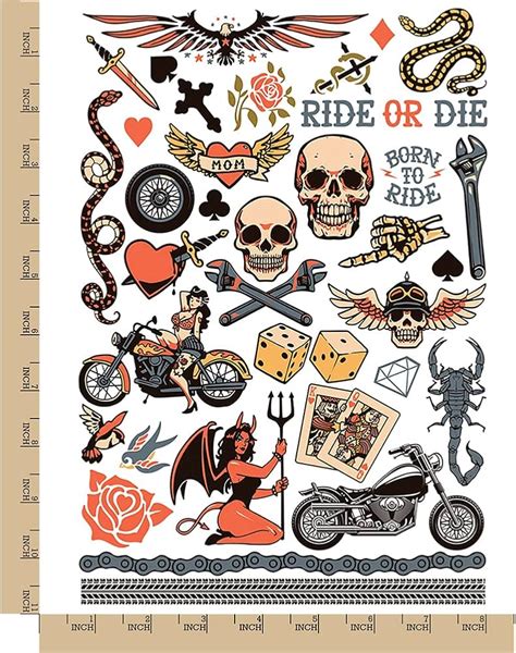 Motorcycle Tattoo Flash Art