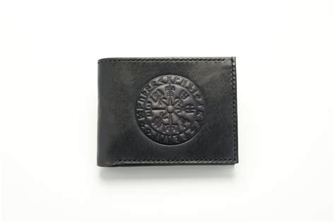 Leather Wallets For Men Vegetable Tanned Leather Viking Compass