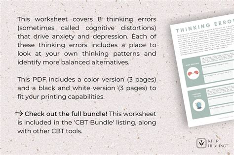 Thinking Errors Printable Pdf Cognitive Behavioral Therapy Cbt