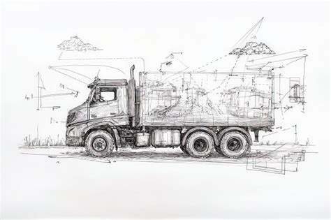A Detailed Illustration Of A Lorry Showcasing Its Design And Various
