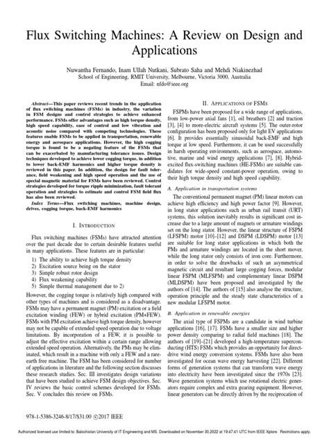 Flux Switching Machines A Review On Design And App 221201 004857 Pdf
