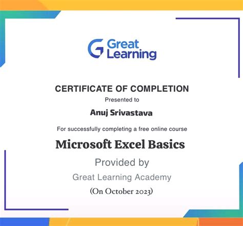 anuj srivastava on linkedin completed recently a course on excel at great…