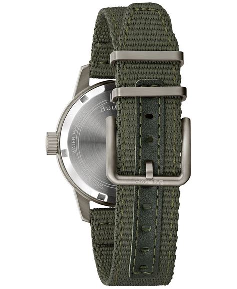 Bulova Mens Automatic Hack Green Nylon Strap Watch 38mm Macys