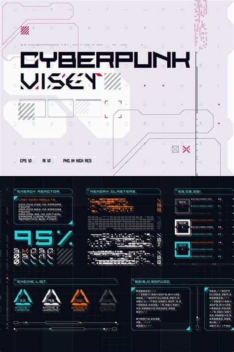 Cyberpunk Ui Set 122 Vector Editable Elements Sci Fi Text Design