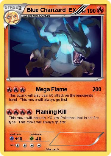 Pokémon Blue Charizard Ex 2 2 Mega Flame My Pokemon Card