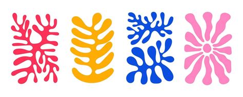 Abstract Coral Shapes Of Colorful Matisse Style Trendy And Minimalist