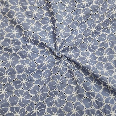 Pure Cotton Powder Blue Floral Hakoba Fabric Sanskruti