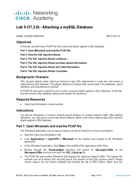 Lab 9 1726 Attacking A Mysql Database Pdf Databases