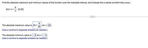 Solved Find The Absolute Maximum And Minimum Values Of The