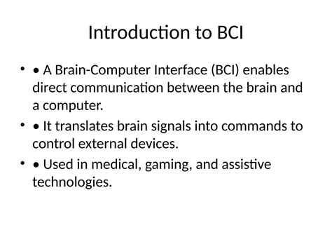 Bcibcibrain Computer Interface Pptpptx