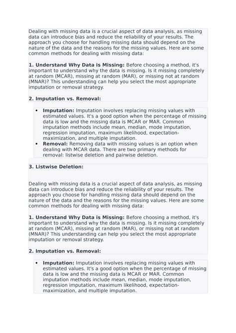 Machine Learning Dealing With Missing Data Is A Crucial Aspect Of