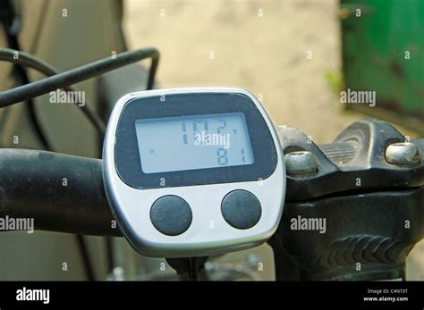 Bike Computer The Displays Speed And Distance Stock Photo Alamy