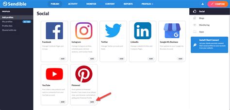 add a pinterest profile sendible support