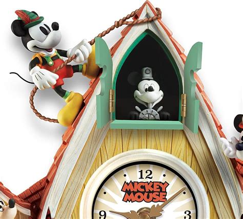 Disney Mickey Mouse Through The Years Cuckoo Clock With Lights Music