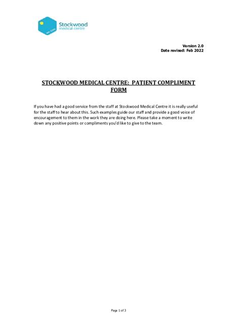 Fillable Online Compliment Form Version 20 1doc Fax Email Print