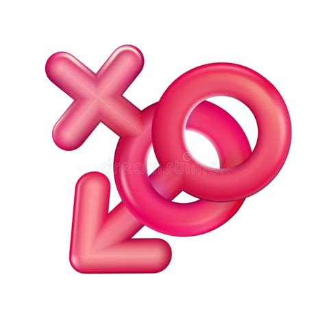 Sex Red Icon Plastic Realistic Illustration Male And Female Sex Symbol