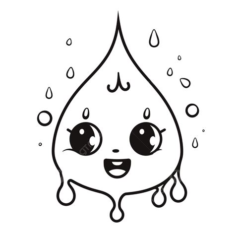 Big Cute Tear With Small Faces And Dripping Water Outline Sketch Drawing Vector Rain Drop