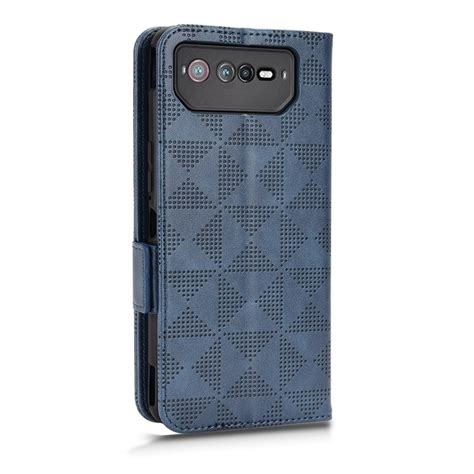 For Asus Rog Phone Symmetrical Triangle Leather Phone Case Blue Alexnld Com