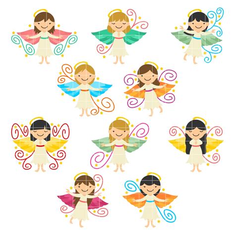 Angels Set Semi Exclusive Clip Art Set For Digitizing And More Semi