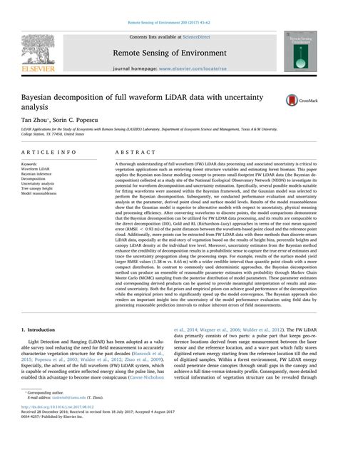 Pdf Bayesian Decomposition Of Full Waveform Lidar Data With