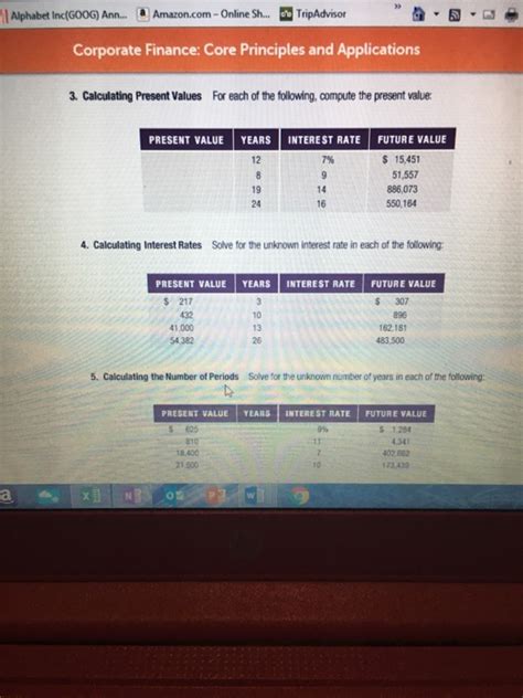 solved for each of the following compute the present value