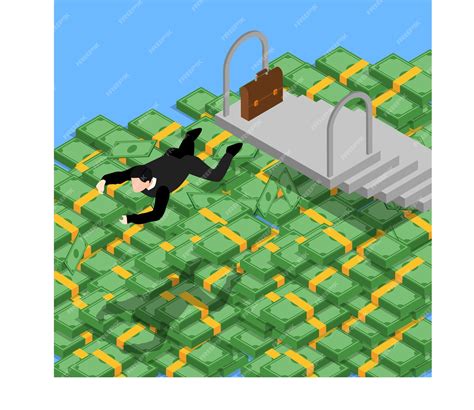 Premium Vector Businessman Jumping In Swimming Pool Of Money 3d Isometric