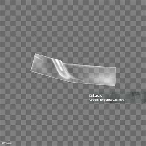 투명 한 배경에 격리 된 투명 한 접착제 플라스틱 테이프 사진 및 종이 기구를위한 구겨진 접착제 플라스틱 스티커 테이프 사실적인