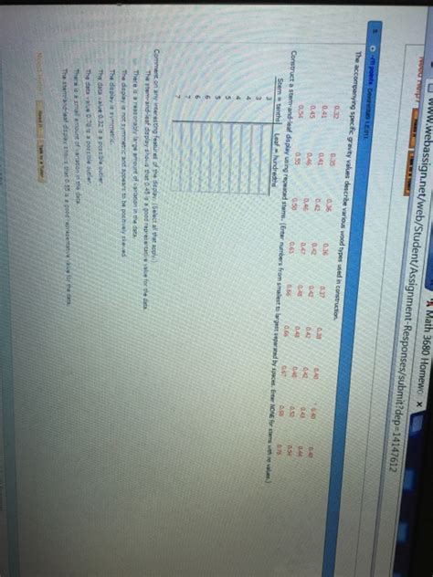 Solved The Accompanying Specific Gravity Values Describe Chegg