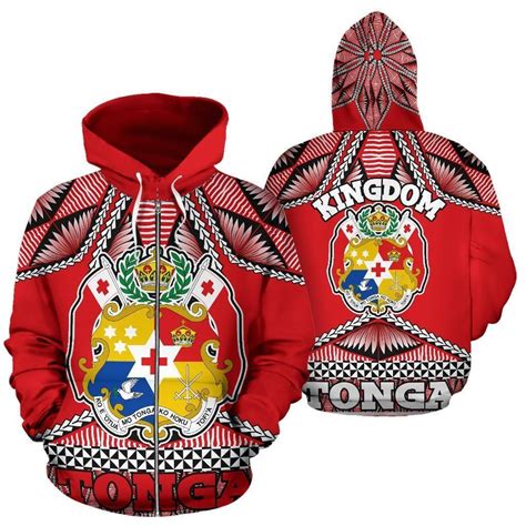 Zip Up Hoodie Tonga Polynesian Coat Of Arms Alohawaii