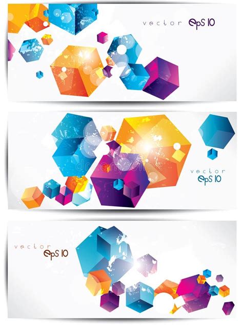 Set Of Abstract Colorful Web Headers And Cards Stock Vector Illustration Of Circles