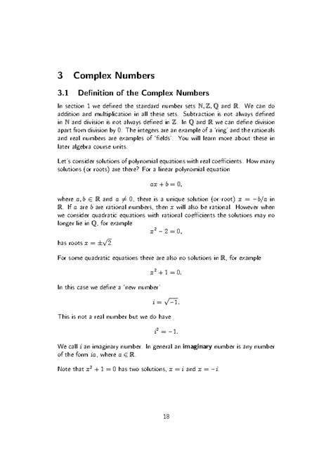 Complex Numbers Definitions Arithmetic And Roots Math 101 Studocu