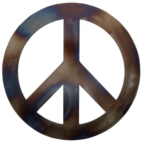 Metal Peace Sign Wall Decor 12 Flame Torched Finish Hippie Art