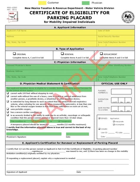 Handicap Placard Application Form Mvd Now Albuquerque And Bernalillo
