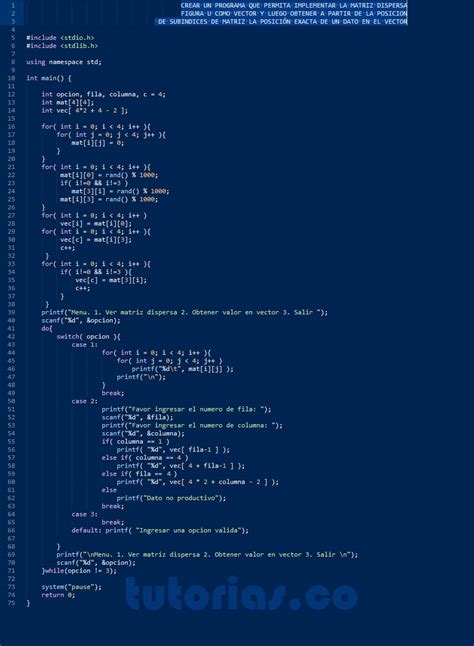 Arrays Turbo C Matriz Dispersa Figura U En Vector Tutorias Co