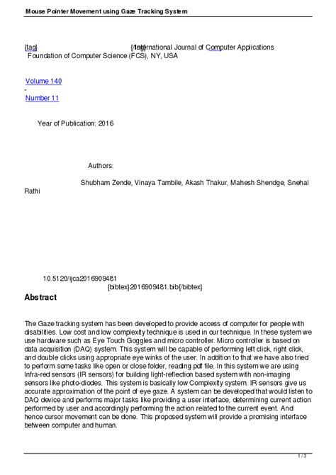 Pdf Mouse Pointer Movement Using Gaze Tracking System