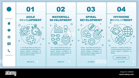 software development methodologies onboarding mobile web pages vector