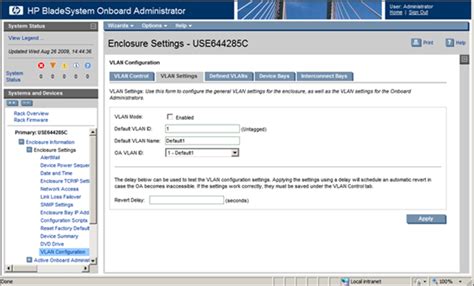 VLAN Settings HP BladeSystem