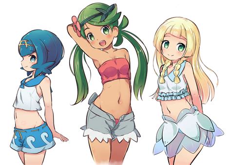 Lillie Lana And Mallow Pokemon And 1 More Drawn By Nekonorin