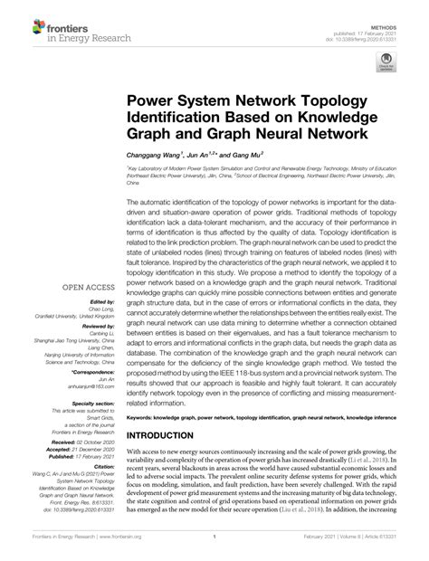 Pdf Power System Network Topology Identification Based On Knowledge Graph And Graph Neural Network
