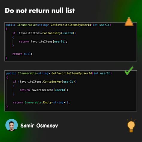 𝐖𝐡𝐲 𝐲𝐨𝐮 𝐬𝐡𝐨𝐮𝐥𝐝 𝐧𝐨𝐭 𝐫𝐞𝐭𝐮𝐫𝐧 𝐧𝐮𝐥𝐥 𝐥𝐢𝐬𝐭 Samir Osmanov