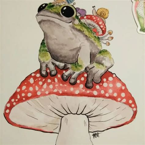Cute Drawings Mushroom Frog