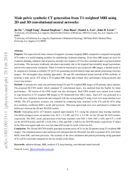 Pdf Deep Learning Approaches Using 2d And 3d Convolutional Neural Networks For Generating Male
