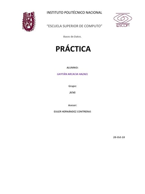Practica Bd Pdf Modelo De Datos Gestión De Tecnología De La Información