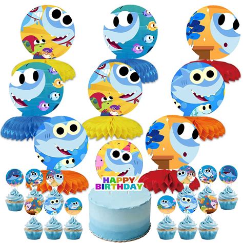 Finny The Shark Party Decor Supplies Honeycomb Centerpiecesandtable