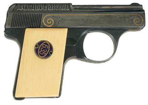 Cased Dr Otto Hellmuth Inscribed Engraved Walther Model 9 Nazi Pistol With Silver Sa Emblem Inlay