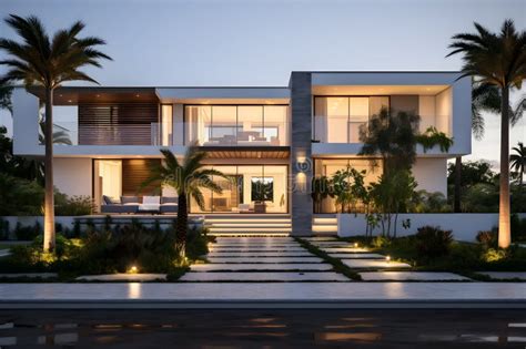 Modern Villa With White Facade And Modern Elements Stock Illustration