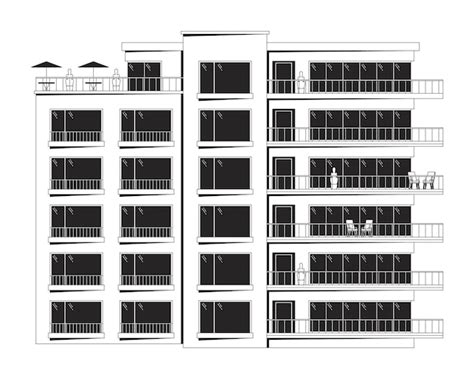 Premium Vector Residential Complex Black And White 2d Line Cartoon Object