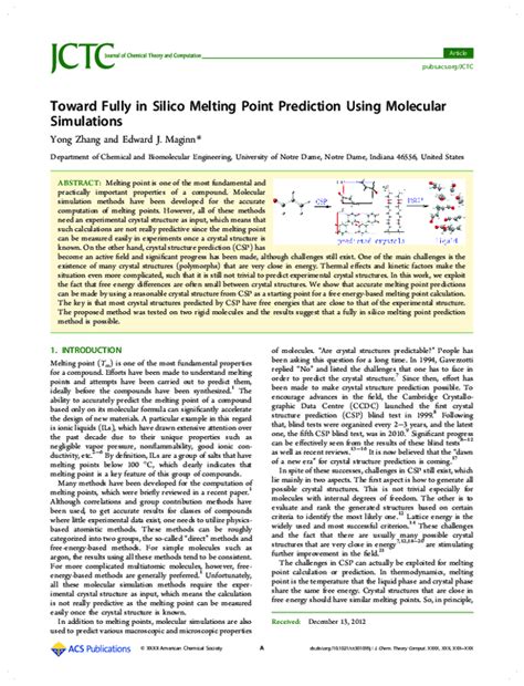 Pdf Toward Fully In Silico Melting Point Prediction Using Molecular