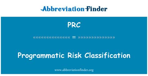 Prc Stands For Programmatic Risk Classification Abbreviation Finder